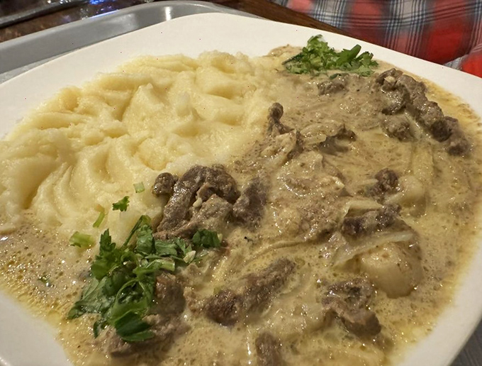 Behold the legendary beef stroganoff&mdash;tender meat swimming in a sauce so perfectly balanced it could negotiate world peace.