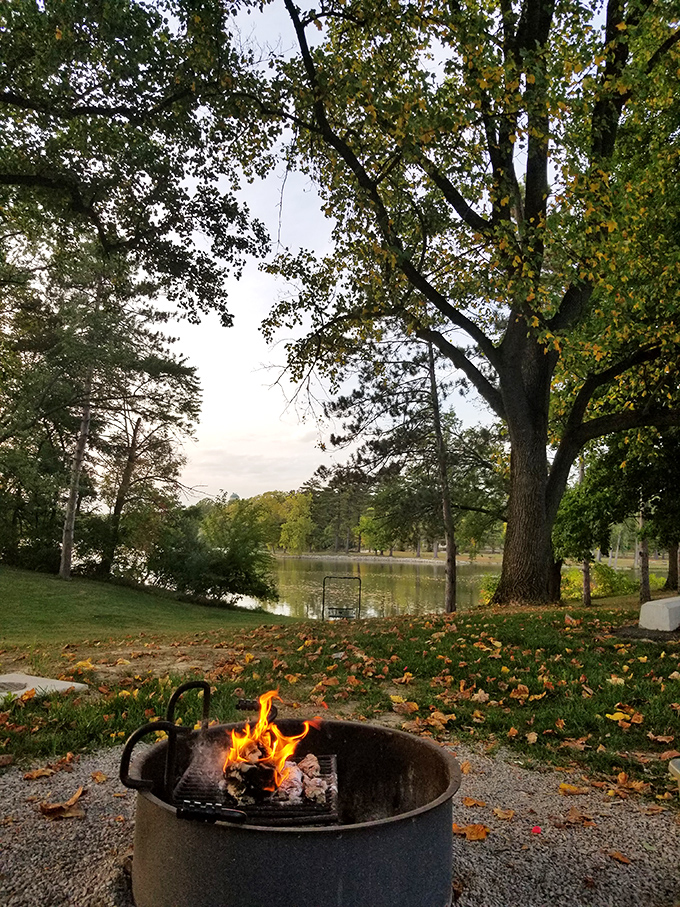 Autumn's campfire magic. Nothing beats swapping stories by the flames as fallen leaves dance around you and the lake shimmers in the background.