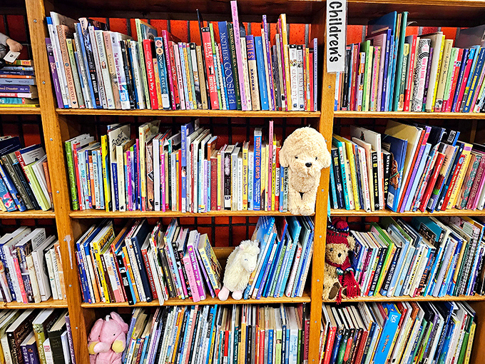The children's book section &ndash; where literary treasures and stuffed animal stowaways create the perfect bedtime story companions.