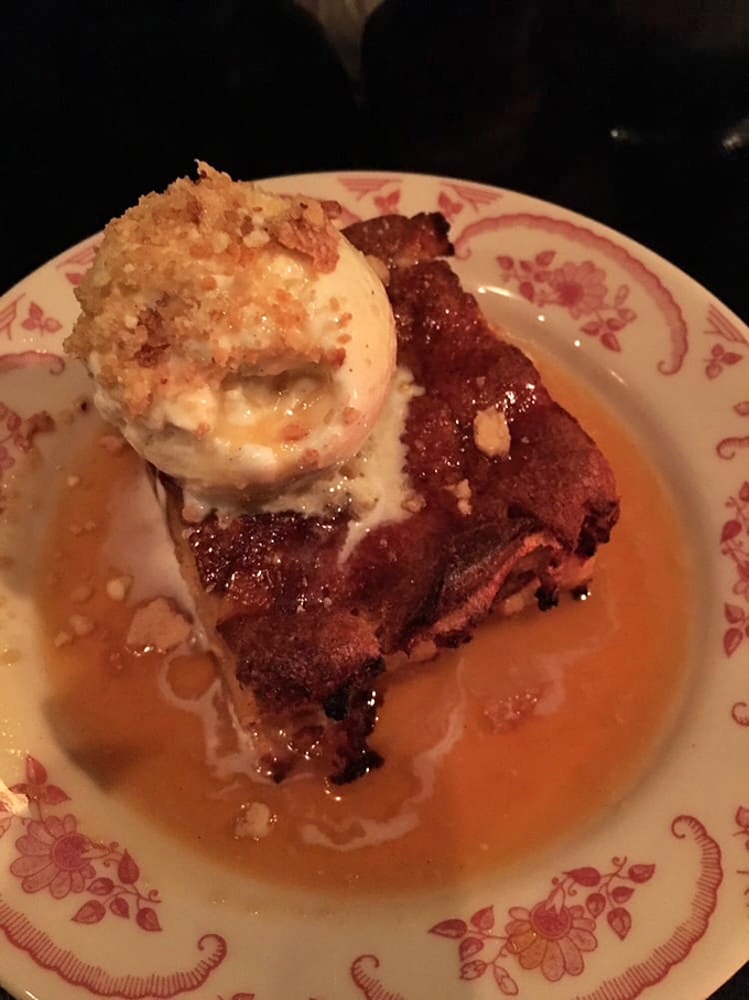 Bread pudding that makes time stand still&mdash;crowned with melting ice cream and swimming in caramel that would make your grandmother weep with joy.