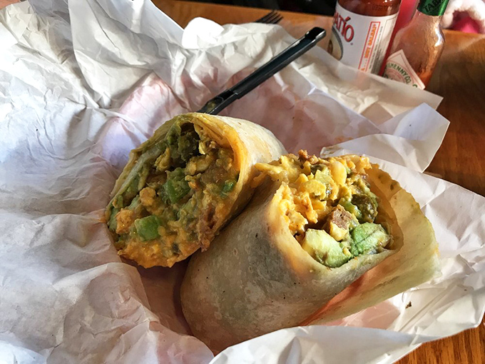 Behold the breakfast burrito in its natural habitat&mdash;a perfect marriage of eggs, avocado, and potatoes wrapped in a tortilla that somehow defies the laws of physics.