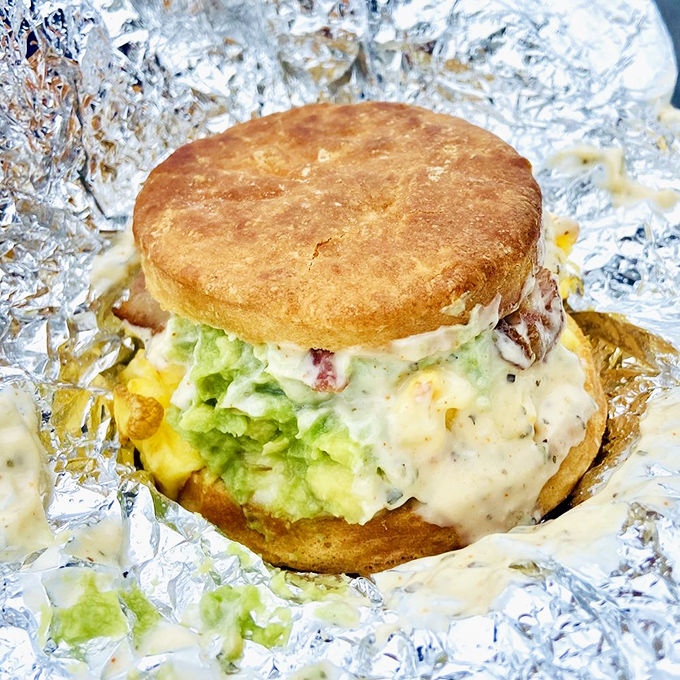 Behold "The Special"&mdash;a glorious monument to morning indulgence where avocado, eggs, and aioli create a breakfast symphony in biscuit form.