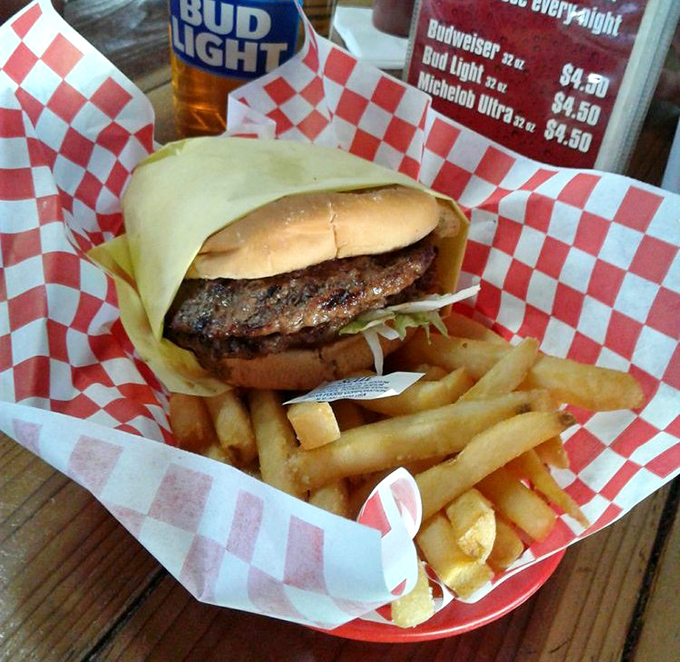 Simple perfection on a red checkered paper. When a burger looks this good, you know you've found the real California dream.