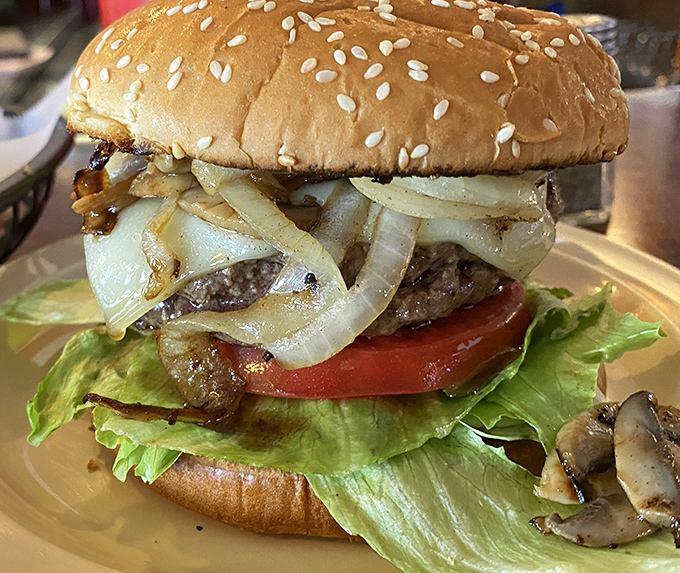 The World Champ burger lives up to its title with perfectly grilled beef, melted cheese, and toppings that know their place.