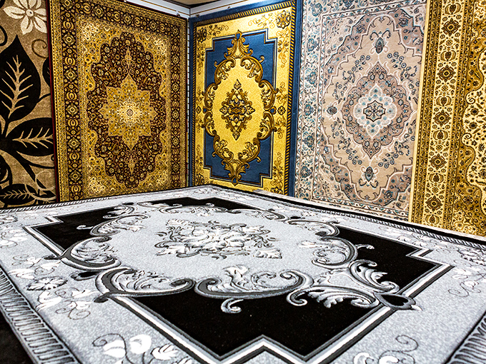 Intricate carpets that would make Aladdin upgrade his ride. Each pattern tells a story more complex than most streaming service plots.