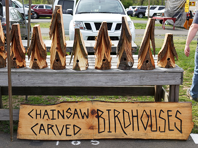 Rustic craftsmanship meets woodland whimsy in these chainsaw-carved birdhouses&mdash;proof that one person's fallen tree is another's feathered palace. 