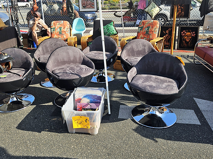 Those swivel chairs from the Space Age era when furniture believed it could defy gravity.