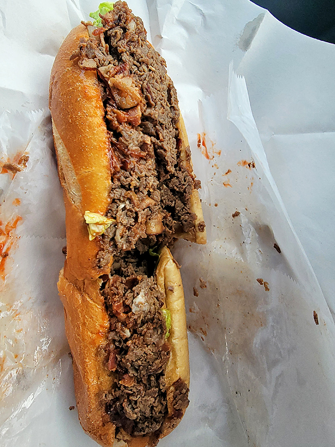 Behold the star attraction &ndash; layers of thinly sliced beef and melted cheese creating what can only be described as sandwich nirvana.