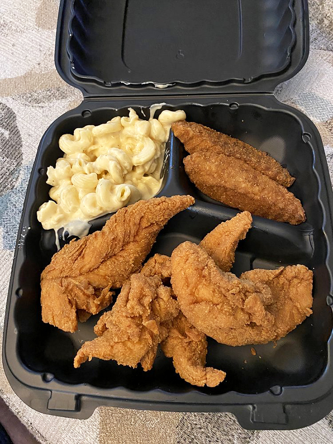 Golden-brown perfection alongside creamy mac and cheese. This isn't just comfort food&mdash;it's a warm hug on a particularly bad day.