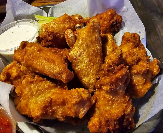 Golden-brown chicken wings that could make Buffalo jealous. That perfect crispy-outside, juicy-inside combination is what food dreams are made of. 