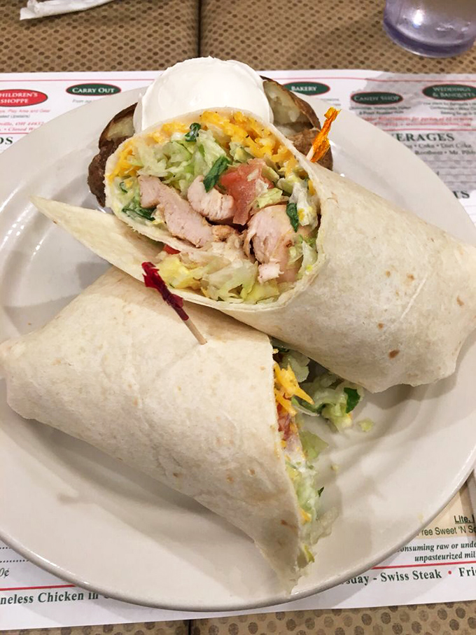 Fresh vegetables and tender chicken wrapped in a soft tortilla - simplicity executed with remarkable precision and care.