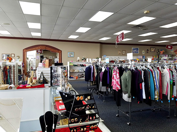 The clothing department rivals any department store in organization, minus the heart-stopping price tags. Color-coded racks make treasure hunting efficient.