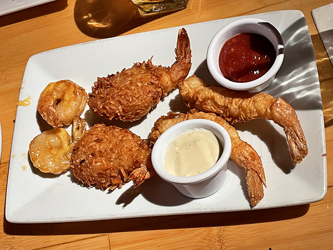 Golden-fried coconut shrimp that crunch like your favorite beach memory. These aren't just appetizers&mdash;they're edible postcards from paradise.