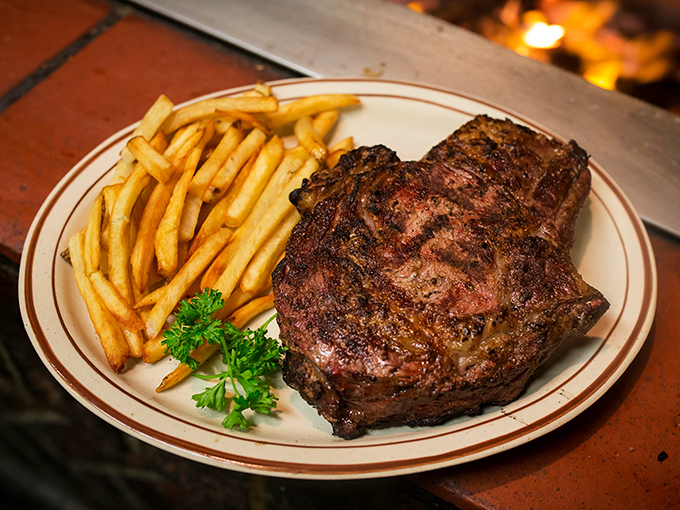 Behold the star of the show: a perfectly charred steak with golden fries. This isn't just dinner&mdash;it's the reason California cattle feel honored to be raised here.