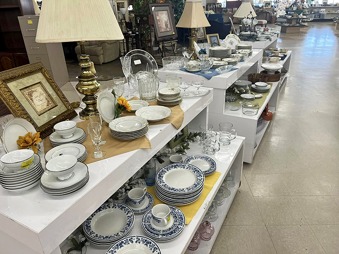 Fine china and crystal that could grace a Downton Abbey dinner scene. Grandma's special occasion dishes without the inheritance drama!