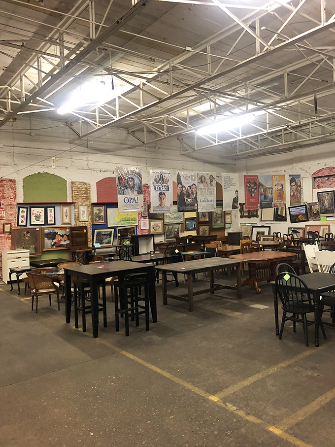 Tables and chairs await new homes in this dining furniture section, where yesterday's dinner parties might inspire tomorrow's gatherings.