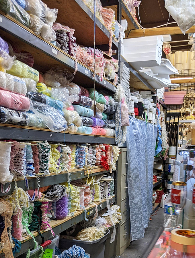 A crafter's dream come true&mdash;ribbons, trims, and fabrics in every imaginable color. Martha Stewart would need a second home just to store the inspiration found in this aisle. 