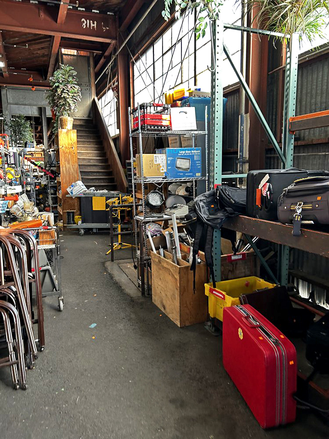 Narrow pathways create a treasure map through the building materials section. X marks the spot where your next home project begins.