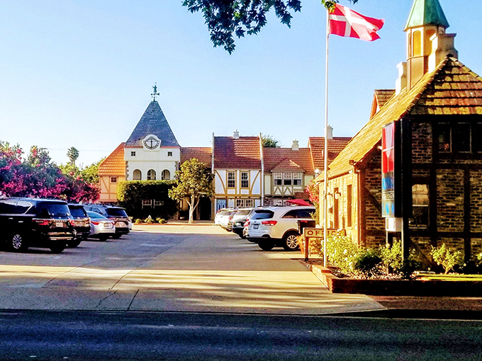 Danish flags flutter above streets lined with European facades. Walking through downtown Solvang feels like you've stumbled through a portal to Copenhagen.