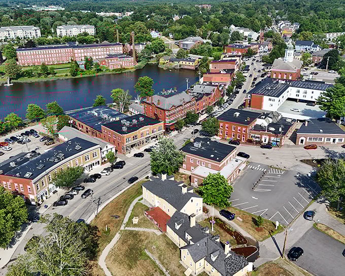 From above, Exeter reveals its perfect small-town layout&mdash;historic buildings hugging the riverfront, a testament to thoughtful planning that predates urban sprawl by centuries.