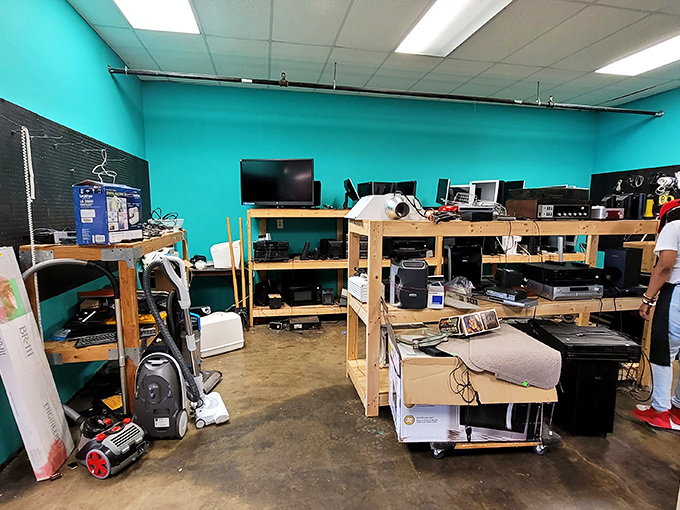 Electronics heaven or time-travel portal? These shelves offer everything from yesterday's tech to tomorrow's vintage collectibles.