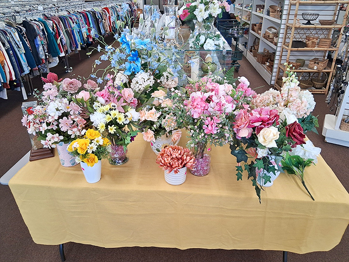 A garden that never needs watering! This explosion of silk florals offers permanent springtime for those of us with black thumbs.