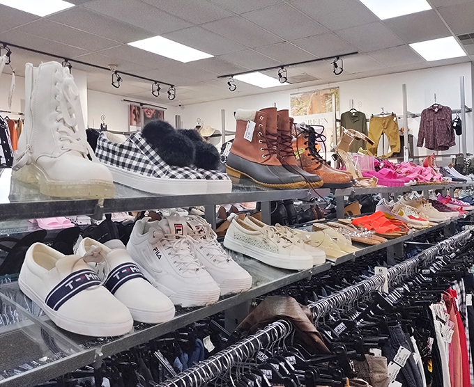 Shoe heaven isn't some mythical place in the clouds &ndash; it's right here on these shelves where barely-worn boots and sneakers await their Cinderella moment.