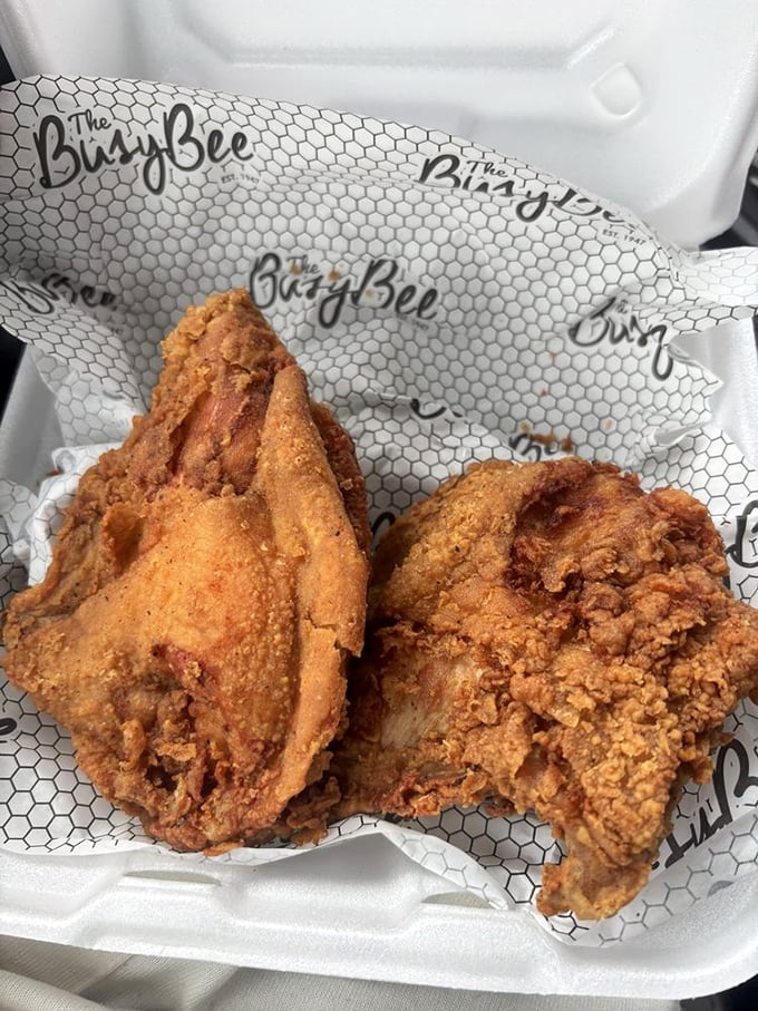 Golden-brown perfection that makes you question every other fried chicken you've ever eaten. That honeycomb wrapper knows it's cradling royalty.