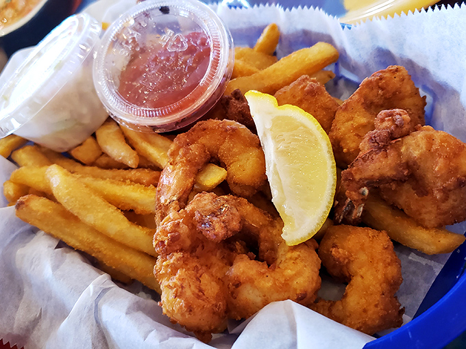 These golden-fried shrimp aren't just beach food; they're little crustacean treasures that make you wonder why you ever eat anything else.