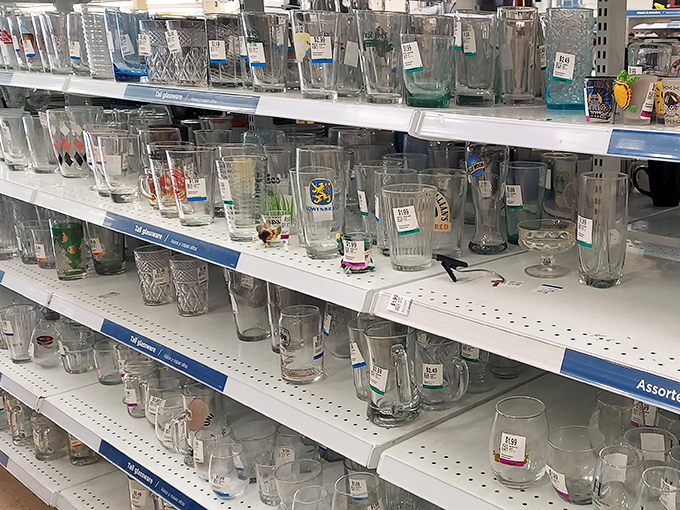 Glassware heaven awaits collectors and casual entertainers alike. That perfect vintage tumbler is hiding somewhere between the beer steins and punch bowls.