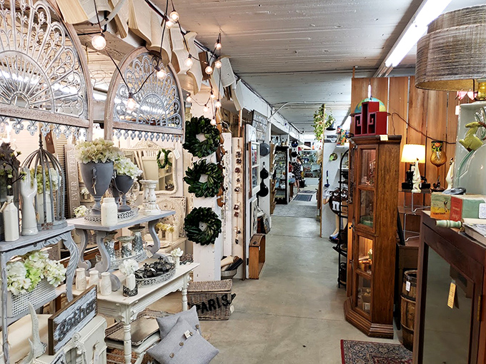 The farmhouse-chic corridor stretches before you like the yellow brick road of vintage decor&mdash;each booth a different aesthetic kingdom.