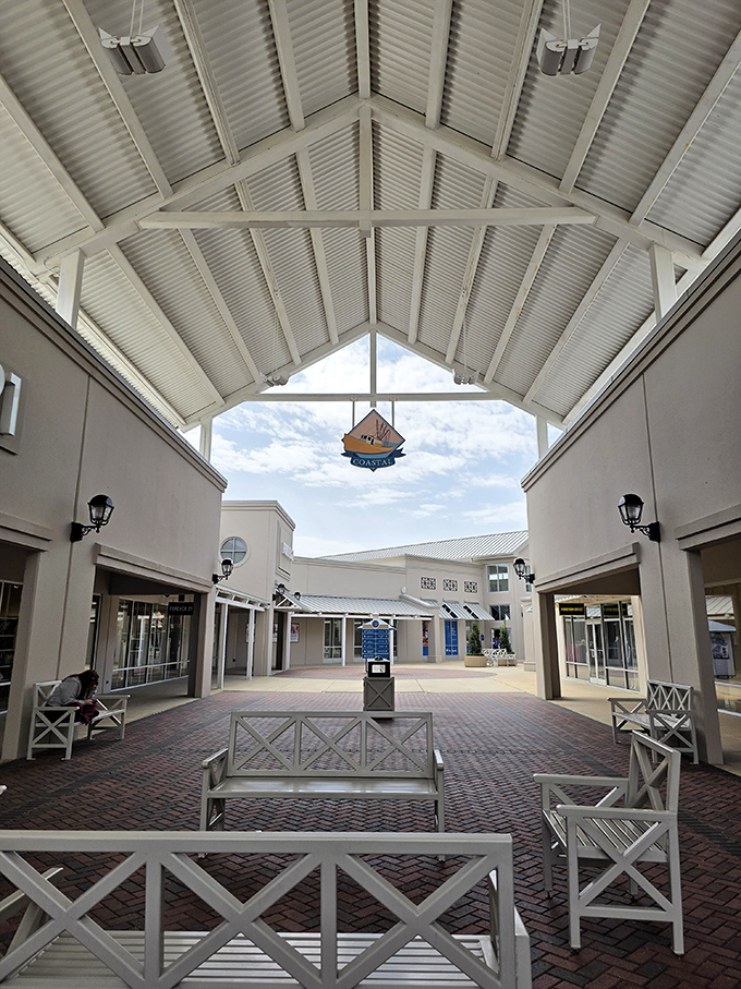 The covered courtyard offers a shaded respite when the Mississippi sun decides to remind you it means business.