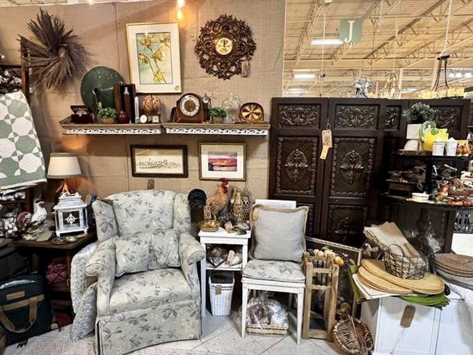 A living room frozen in time. That floral armchair has probably heard more family secrets than a therapist on Thanksgiving.