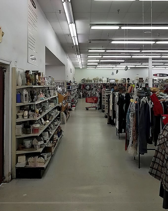 The thrill of the hunt comes alive in these aisles where housewares meet clothing. It's like a department store where everything comes with a story and a steal of a deal.