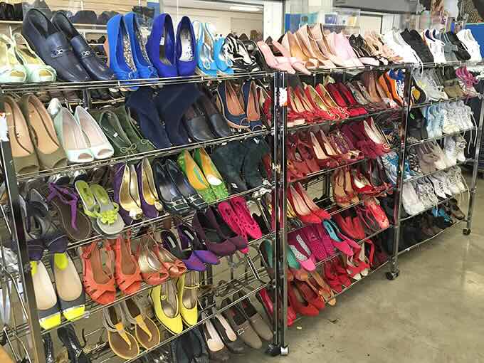 Cinderella had a fairy godmother; you have this shoe section. From practical flats to party heels, your glass slipper awaits somewhere in this colorful array.