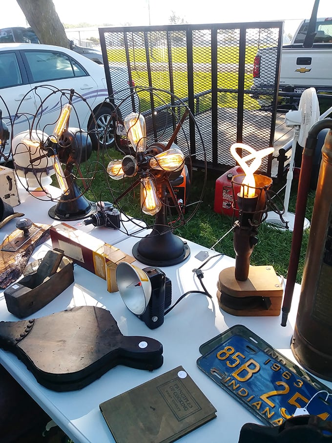 Edison would be proud! Repurposed vintage fans and license plates transformed into illuminating works of art that would make any hipster apartment jealous.