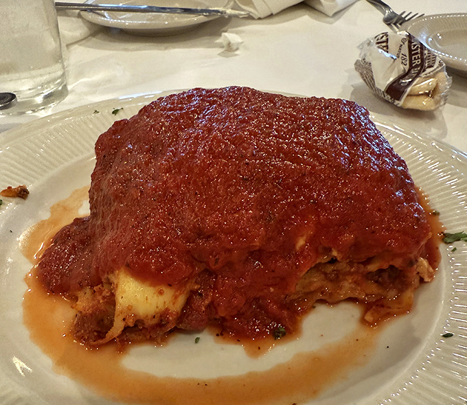 This lasagna isn't just a meal, it's an architectural marvel &ndash; layers of pasta, cheese, and sauce in perfect harmony, like the Italian version of the Grand Canyon.