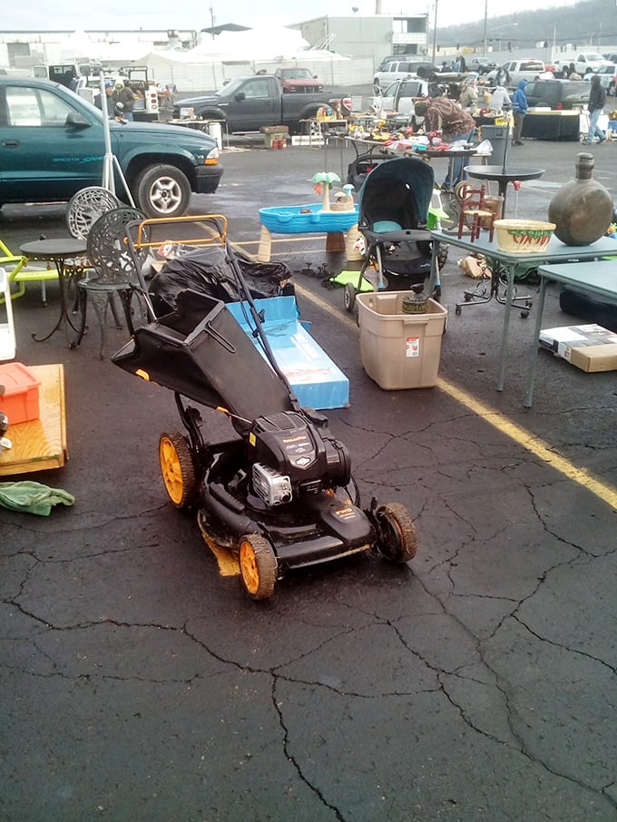 The lawn equipment graveyard &ndash; where yesterday's Poulan might become tomorrow's weekend warrior. That mower's seen some serious grass action.