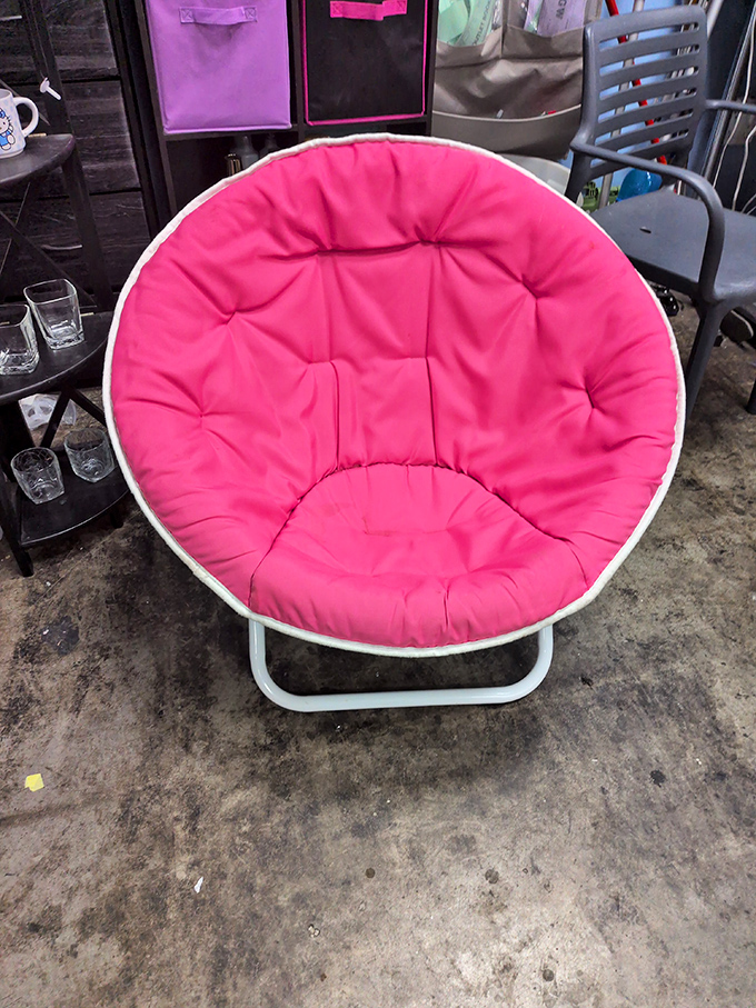 The papasan chair&mdash;1990s dorm room essential turned modern statement piece. For $25, this pink throne could transform your reading nook. 