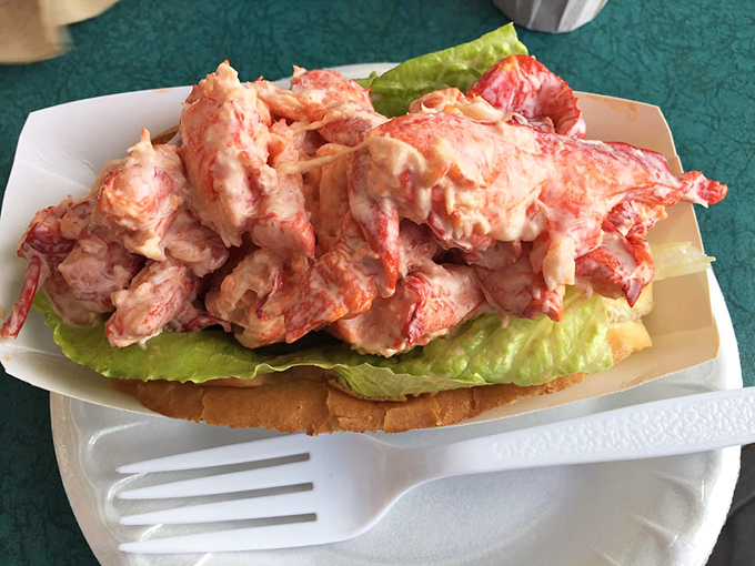 The star of the show: chunks of sweet lobster meat cradled in a perfectly toasted bun. This isn't a sandwich—it's a Massachusetts love letter.