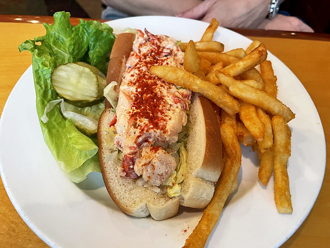 This lobster roll isn't just a sandwich&mdash;it's summer vacation on a plate. Sweet meat, buttery roll, and fries that demand to be stolen one by one.