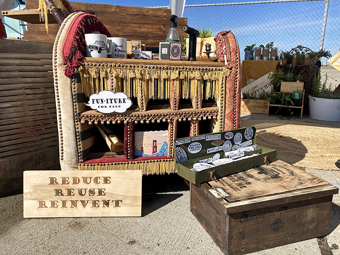 Reduce, Reuse, Reinvent isn't just a slogan here—it's a way of life. Vintage furniture with character that IKEA can only dream about.