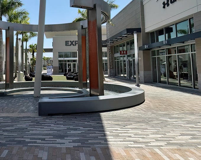 Modern architecture meets palm trees in this outdoor shopping paradise where your credit card gets a workout.