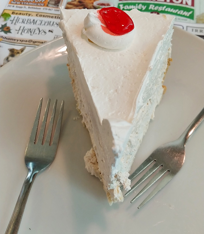 Not just any cream pie, but a cloud of heaven with a cherry on top. This slice isn't just dessert&mdash;it's the reason some regulars save room.