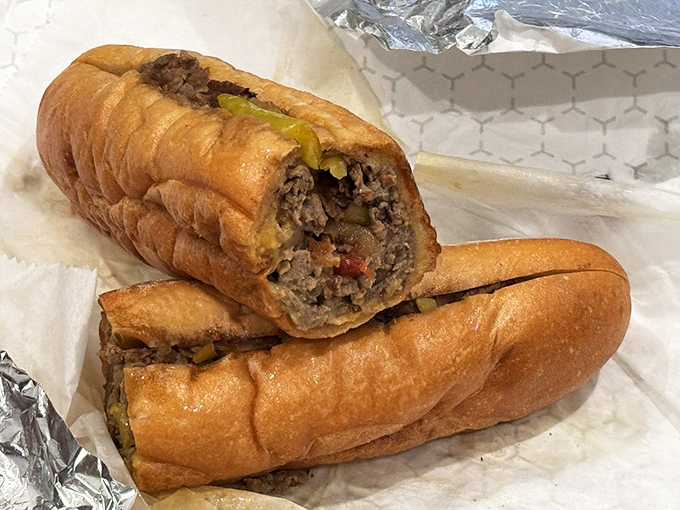 Behold the hero of our story: a perfectly constructed cheesesteak, where beef, cheese, and peppers perform a harmony sweeter than the Philadelphia Orchestra.