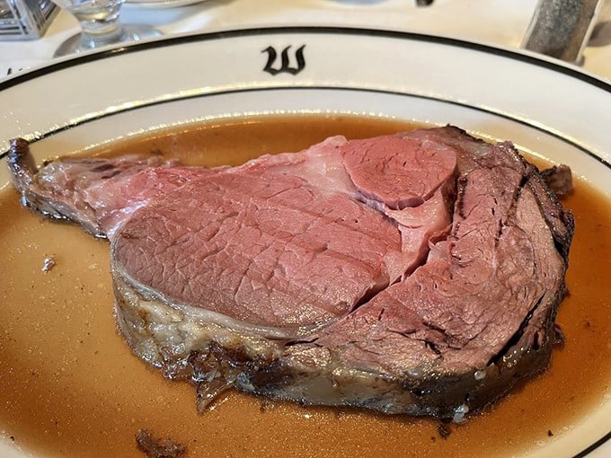 Behold the star of the show&mdash;prime rib so perfectly pink it makes other steaks jealous, swimming in an au jus that deserves its own fan club.