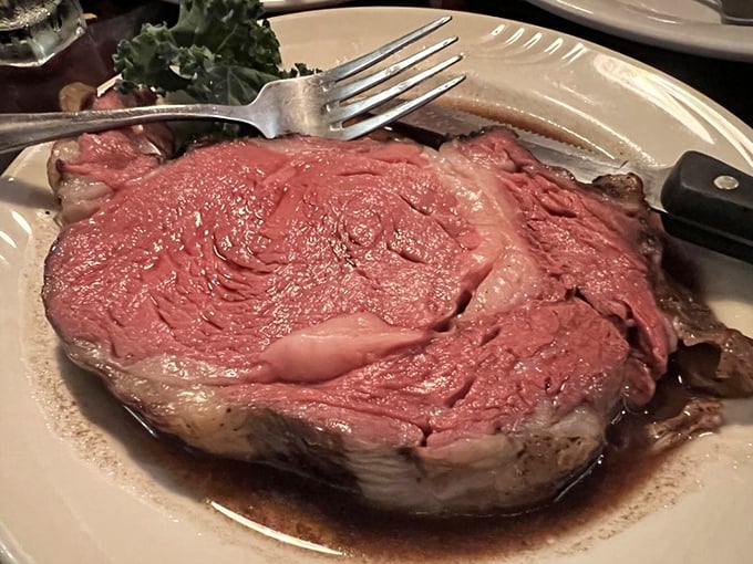 This prime rib isn't just cooked&mdash;it's coaxed to perfection. The kind of dish that makes conversation stop and eyes close involuntarily.