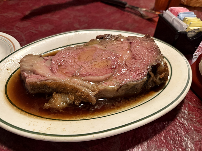 This prime rib isn't just dinner; it's a celebration on a plate. Perfectly pink, juicy, and ready to make your taste buds throw a standing ovation.