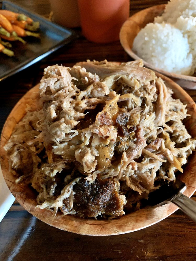 Pulled pork that's had a proper 16-hour slow-roast looks like this&mdash;tender strands of smoky goodness that practically fall apart with a stern glance.