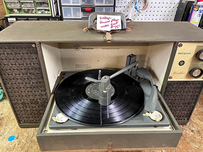 A vintage Westinghouse record player awaits its next spin, ready to bring analog warmth to someone's digital world.